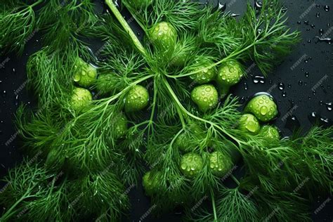 Premium Ai Image Dill Green Grass Covered With Water Droplets Dill