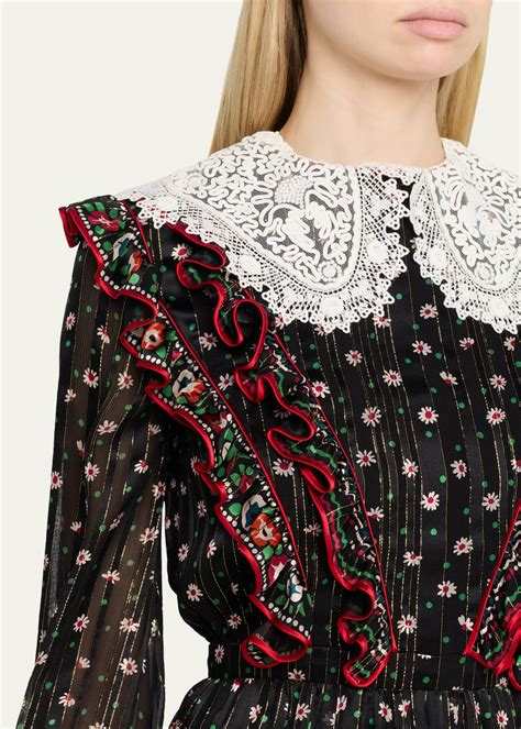 Valentino Garavani Metallic Floral Print Silk Midi Dress Bergdorf Goodman