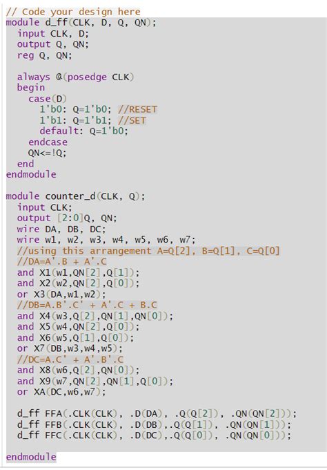 Synchronous Counter Using Dff Not Working Rfpga