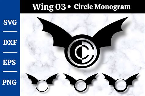 Winged Circle Monogram Frame Svg 03 Graphic By Momstercraft · Creative Fabrica