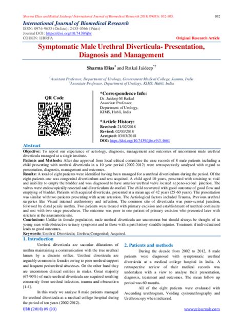 Pdf Symptomatic Male Urethral Diverticula Presentation Diagnosis