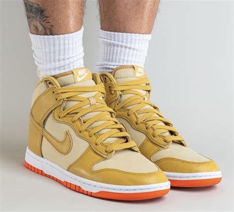 Nike Dunk High Gold Canvas Dv7215 700 Release Date Sbd