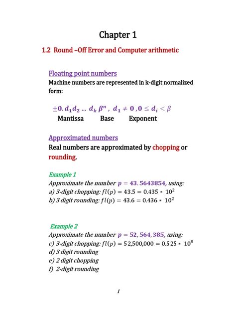 12 Round Off Error And Computer Arithmetic Floating Point Numbers Pdf Rounding Analysis