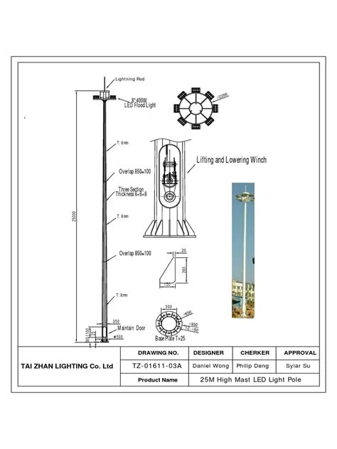 25m High Mast Led Light Pole Drawing 1