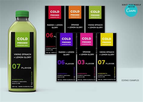 Custom Printable Juice Bottle Labels Template For Juicing And Drink