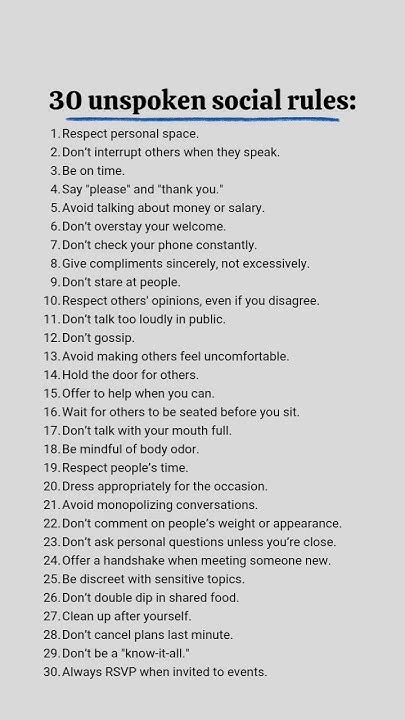 30 Unspoken Social Rules Youtube