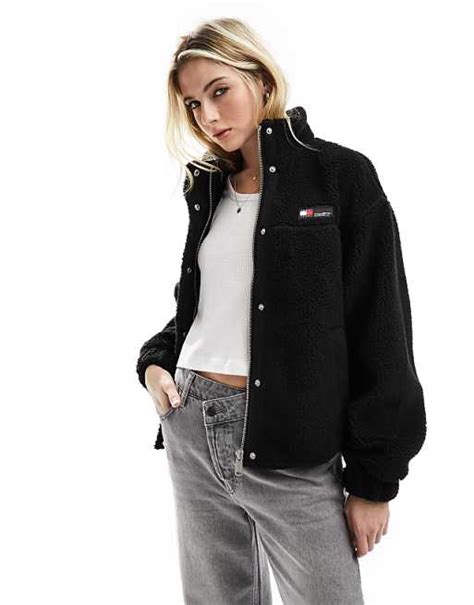 Tommy Jeans Teddy Jacket In Black Asos