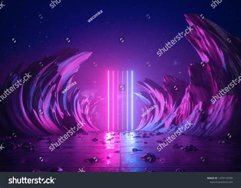 3d Render Abstract Background Cosmic Landscape Stock Illustration