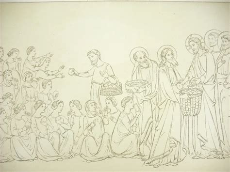 La Multipication Des Pains Italie Xive Siècle Litho Xixe 1858 Hangard