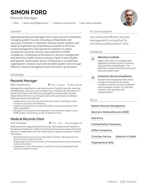 Records Specialist Sample Resume