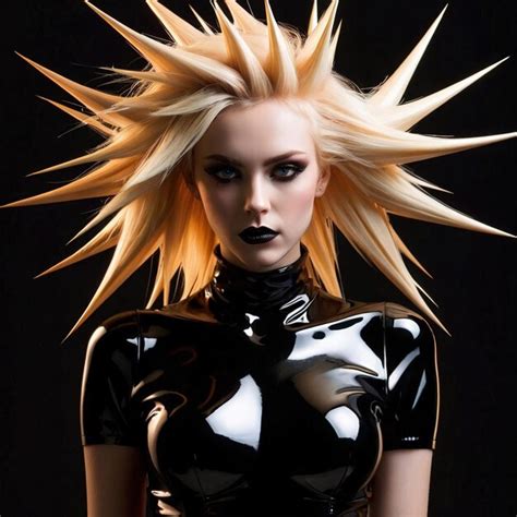 Punk Goth Woman With Spiky Blond Hair Premium Ai Generated Image