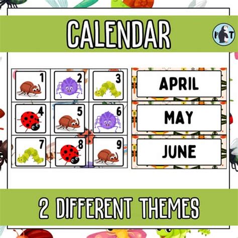 Yearly Calendar Pieces Bug Theme Classroom Decor Tpt