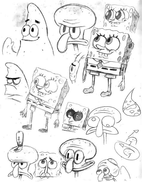 Spongebob Pencil Sketches I By Dwightyoakamfan On Deviantart