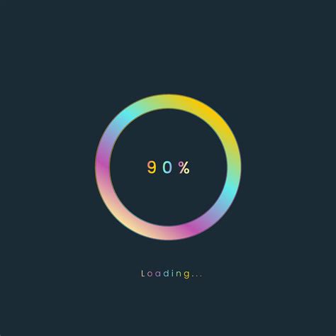 90 Percent Rainbow Loading Bar Luplouad User Interface Colorful Futuristic Loading Symbol