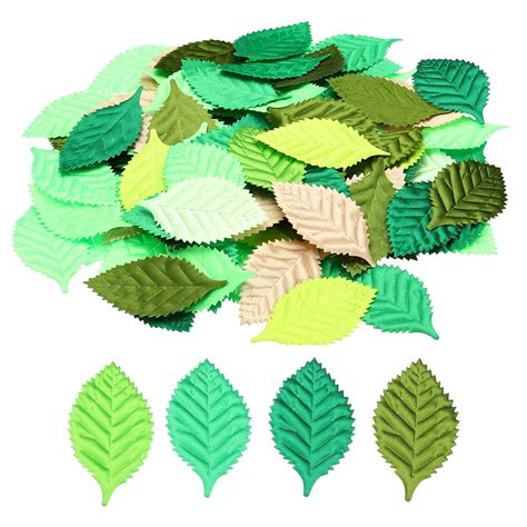 Uxcell 2 4 X 1 4 Inch Green Artificial Leaves 300 Pack Fake Leaves