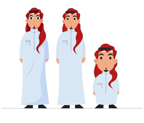 Premium Vector Arab Man In 3 Styles Cartoon Flat Chibi