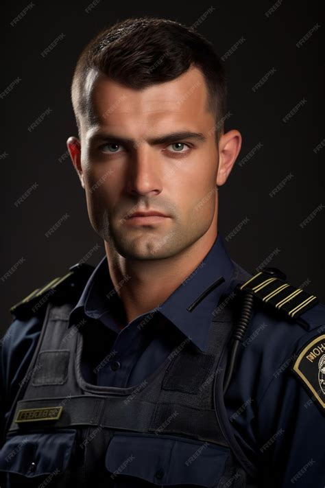 Premium Ai Image Portrait Of A Handsome Police Officer In Uniform