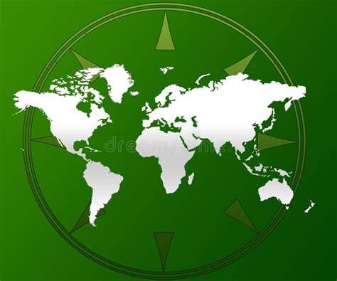 World Map And Compass Stock Illustration Illustration Of Green 9141953