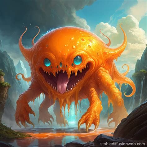 Orange Slime Monster Stable Diffusion Online