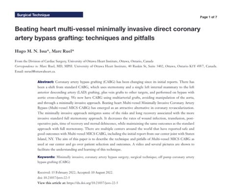 Happy To Publish This Paper About Mics Cabg Thank You Dr Ruel And The Ottawa Team For This