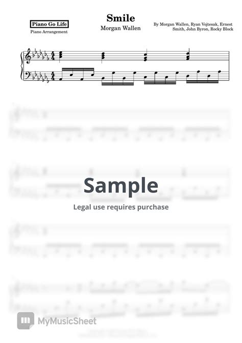 Morgan Wallen Smile Sheets By Piano Go Life