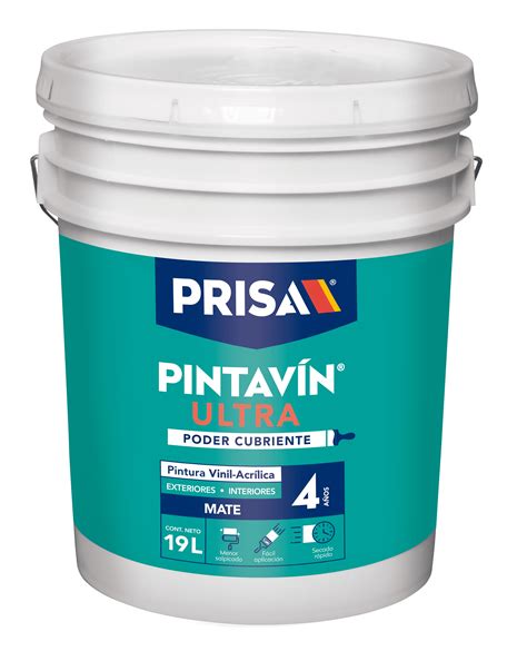 Pintura Vinil Acrílica Pinturas Prisa PintavÍn Ultra Blanco Mate 19l