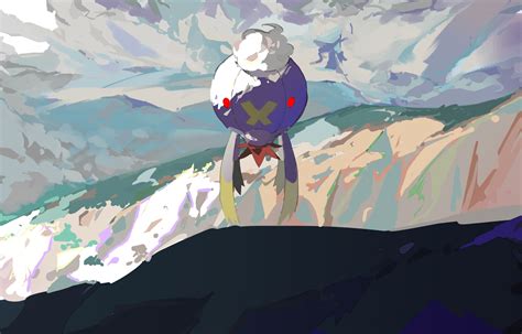 Apios Drifblim Nintendo Pokemon Highres Blank Eyes Cliff Cloud