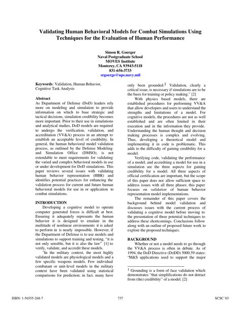 Pdf Validating Human Behavioral Models For Combat Simulations Using Techniques For The