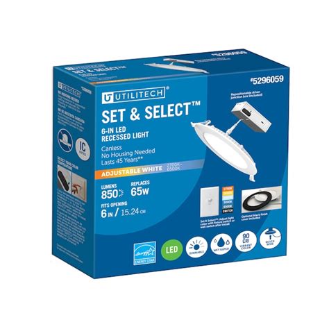 Utilitech Set And Select White Black 6 In 850 Lumen Switchable White
