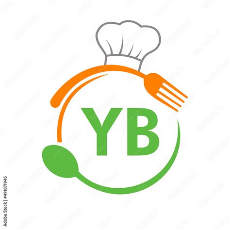 Letter Yb Restaurant Logo With Chef Hat Spoon And Fork Template Restaurant Logo On Letter Yb