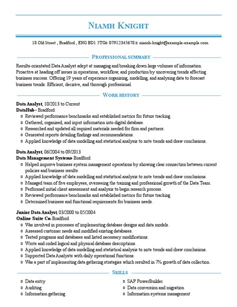 Professional Data Analyst Cv Examples Myperfectcv