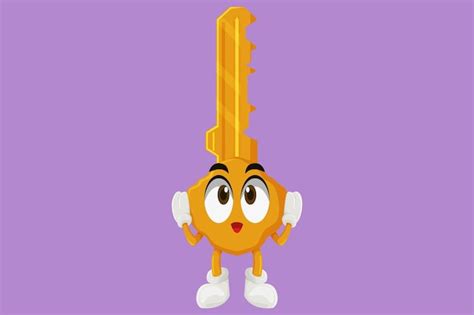 Premium Vector Cute Key Character Design Illustration