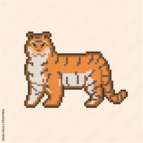8 Bit Tiger Icon Pixel Art Stock Vector Artofit