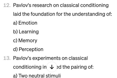 Solved Pavlovs Research On Classical Conditioning Laid The