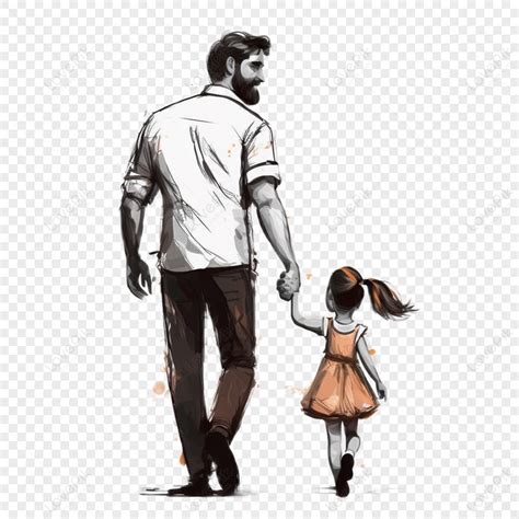 Fathers Day Dad Daughter Back View Cartoonfatherly Loveviews Png