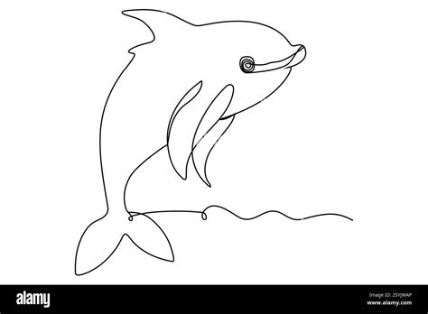 Continuous Single Line Art Drawing Dolphin Minimalist Sketch Line Vector Illustration Stock