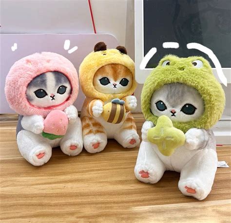 Authentic Mofusand Plush Cat Kitten Honey Bee Strawberry Frog