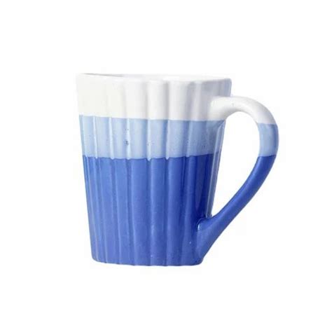 Blue And White Round Classic Handmade Ceramic Coffee Mug Set Capacity