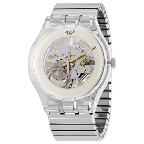 Swatch Originals Silver Skeleton Dial Stainless Steel Mens Watch