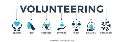 Banner Volunteer Aid Assisstant Vector Illustration Stock Vector Royalty Free 1073187806