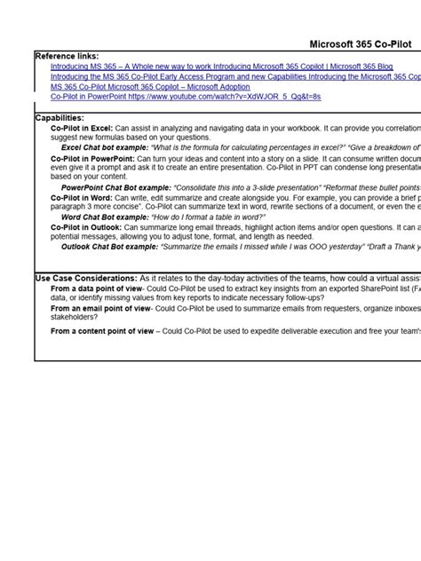Ms Co Pilot Use Case Template V2 Pdf Computing