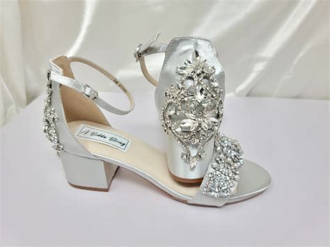 Silver Wedding Shoes Silver Block Heels 100 Colors Silver Chunky Heels