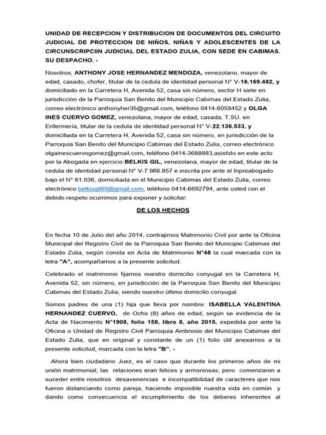 Divorcio Mutuo Consentimiento Cob Niños Descargar Gratis Pdf