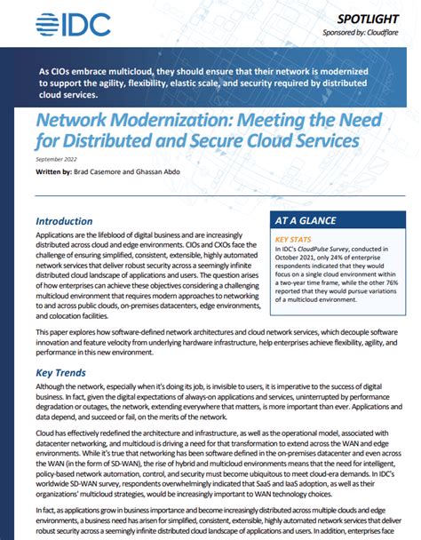 Idc Technology Spotlight Network Modernization