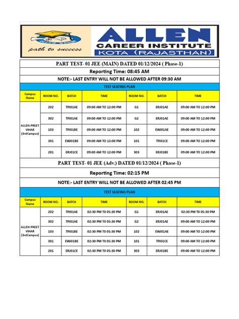 Test Seating Plan On 1st Dec Pdf