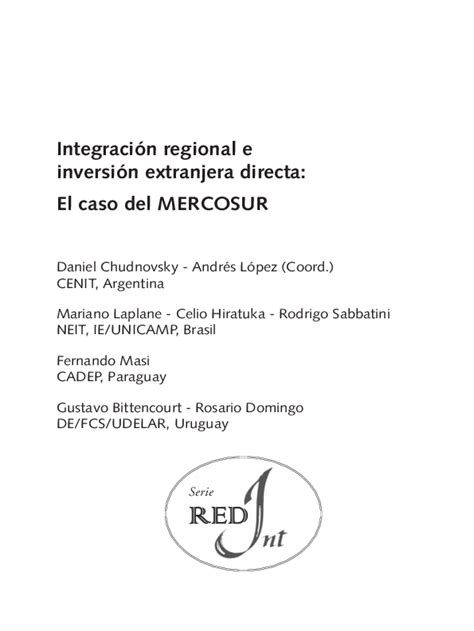 (PDF) Integración regional e inversión extranjera directa: El caso del MERCOSUR