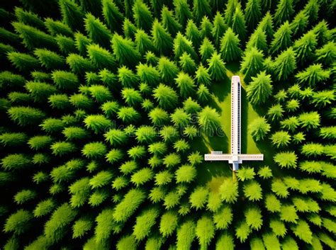 Derrick Tree Bird View Poster Neutral Stock Illustration