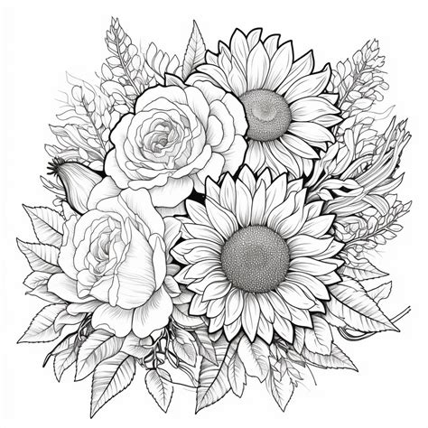 Premium Photo A Drawing Of A Bouquet Of Flowers With Roses And