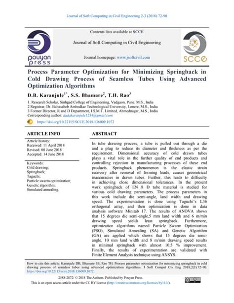 Process Parameter Optimization For Minimizing Springback In Cold Drawing Process Of Seamless