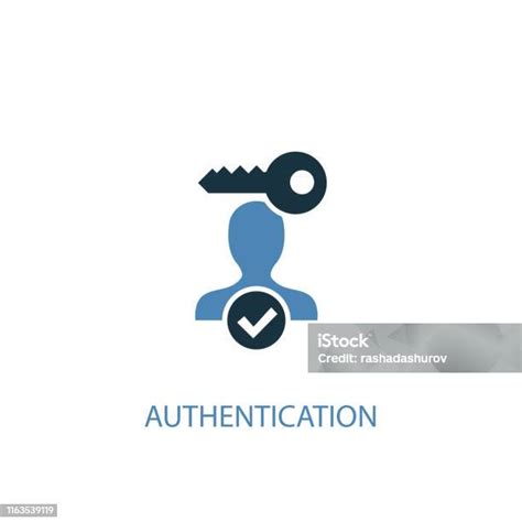 인증 개념 2 색 아이콘입니다 간단한 파란색 요소 그림입니다 인증 개념 기호 디자인입니다 웹 및 모바일 Ui Ux에 사용할 수 있습니다 전자 인증에 대한 스톡 벡터 아트 및